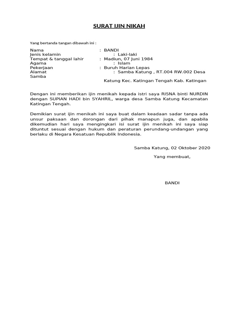Surat Ijin Nikah | PDF