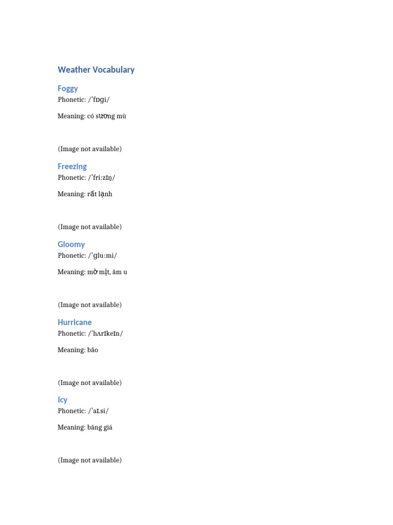 Weather Vocabulary | PDF