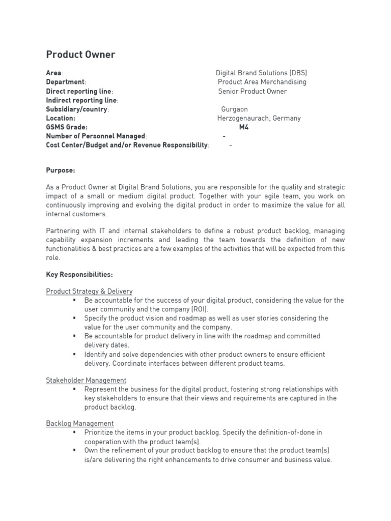 JD Adidas Product Owner - Assortments | PDF | Agile Software ...