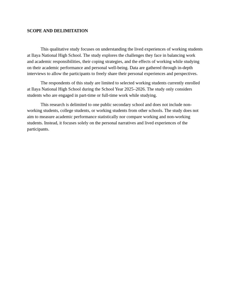 Scope and Delimitation | PDF