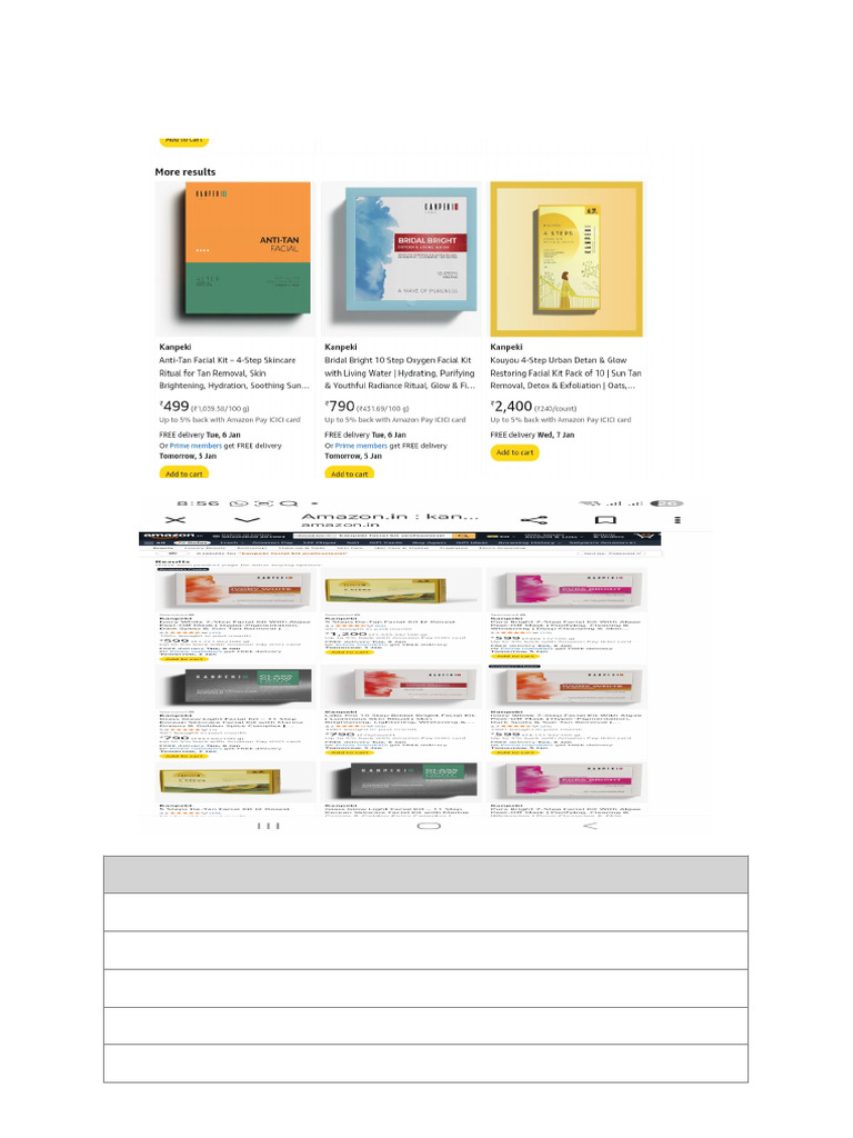 Kanpeki Visual Facial Kits Catalog | PDF