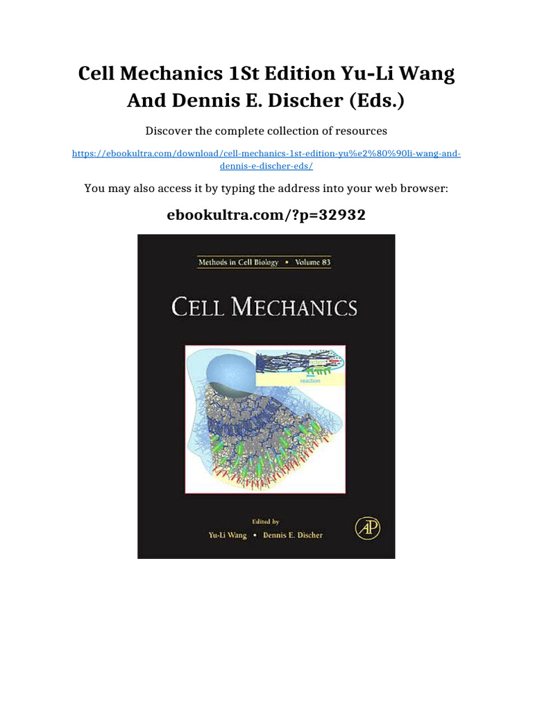Cell Mechanics 1st Edition Yu‐Li Wang And Dennis E. Discher (Eds ...