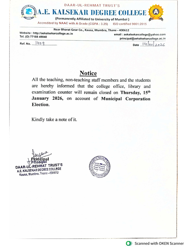 15th January 2026 Notice | PDF