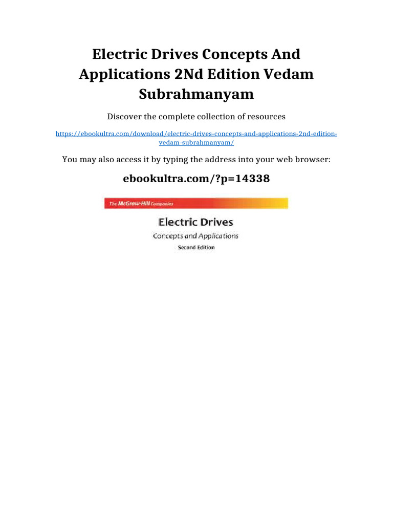 Electric drives concepts and applications 2nd Edition Vedam ...