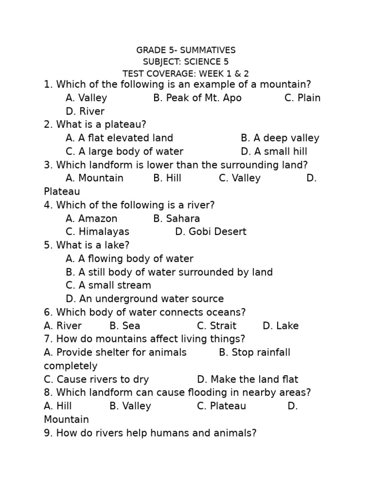 q4 Science Summative 1 Week 1&2 | PDF | Rock (Geology) | River