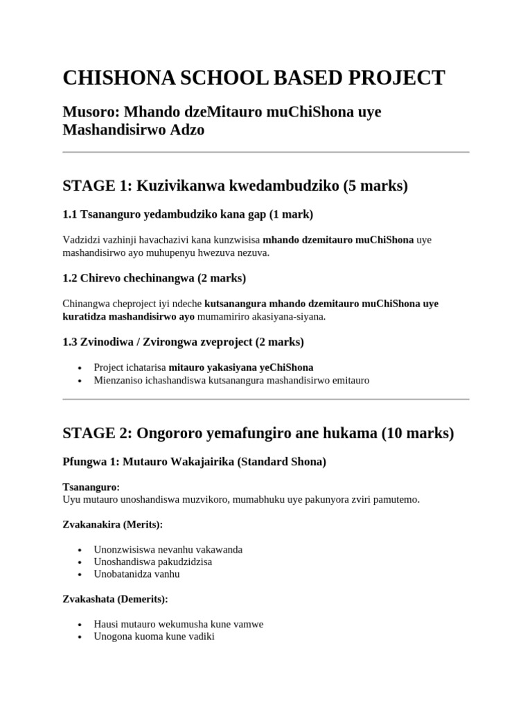 Chishona School Based Project | PDF | Languages | Foreign Language Studies