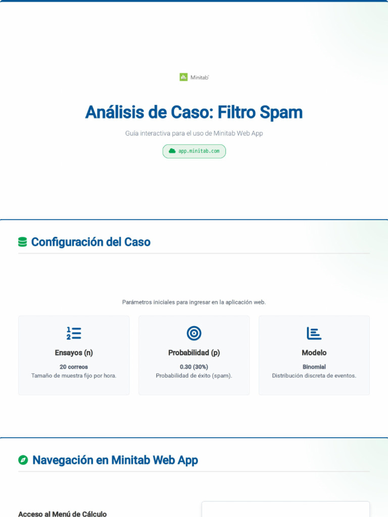 Guía Minitab Web App - Caso Spam | PDF