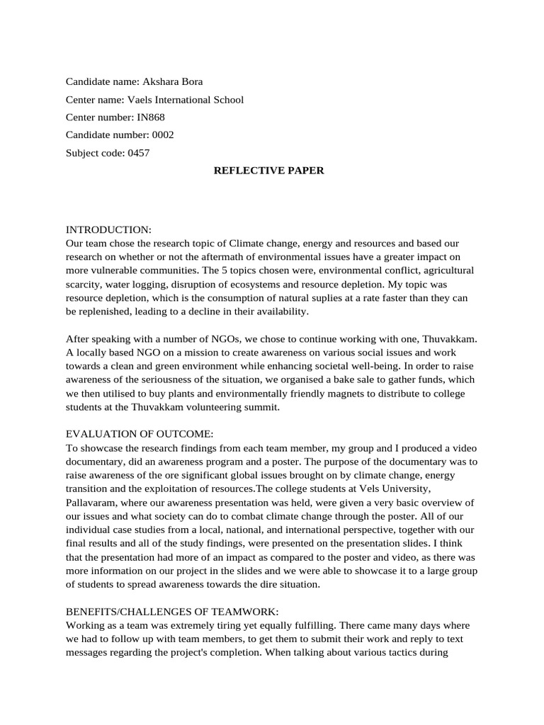 IN868_0457_03_0002_REFLECTIVEPAPER | PDF | Climate Change | Resource ...