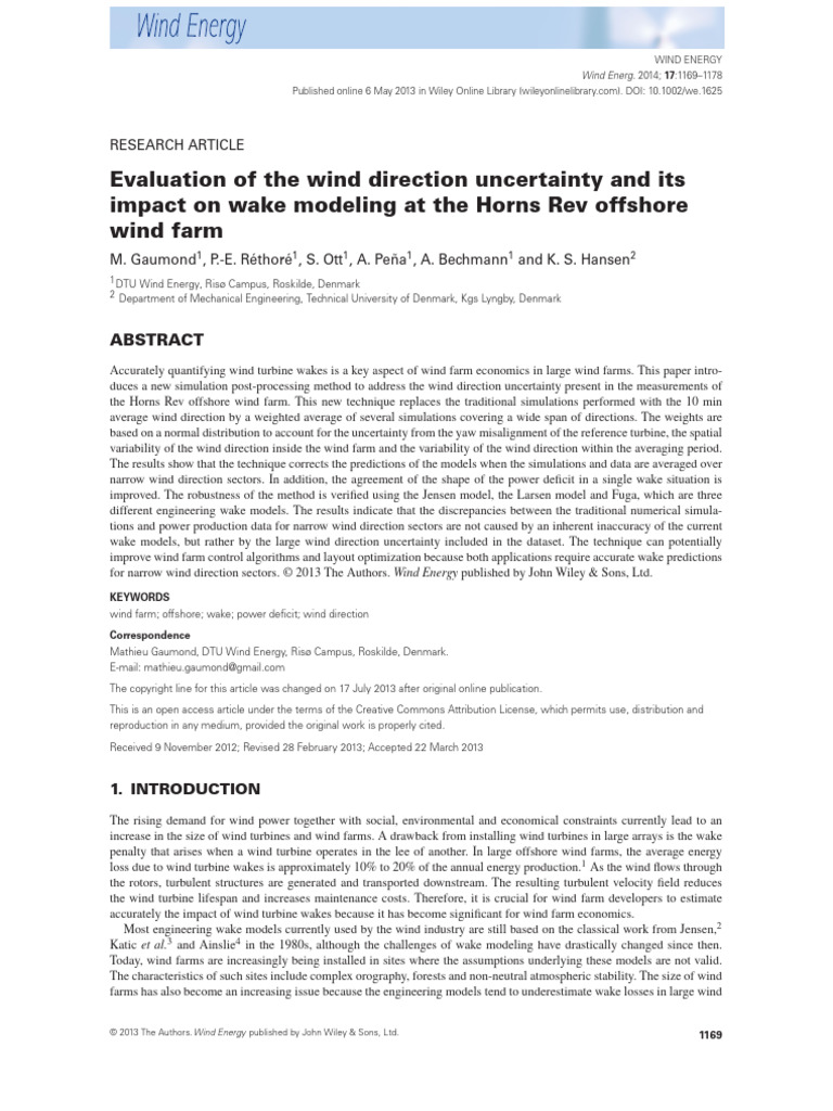Wind Energy - 2013 - Gaumond - Evaluation of the Wind Direction ...