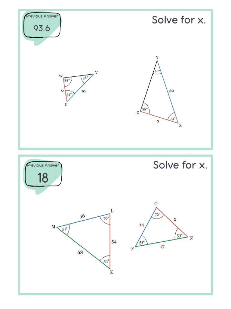 Finding the Sides of Similar Triangles Scavenger Hunt | PDF