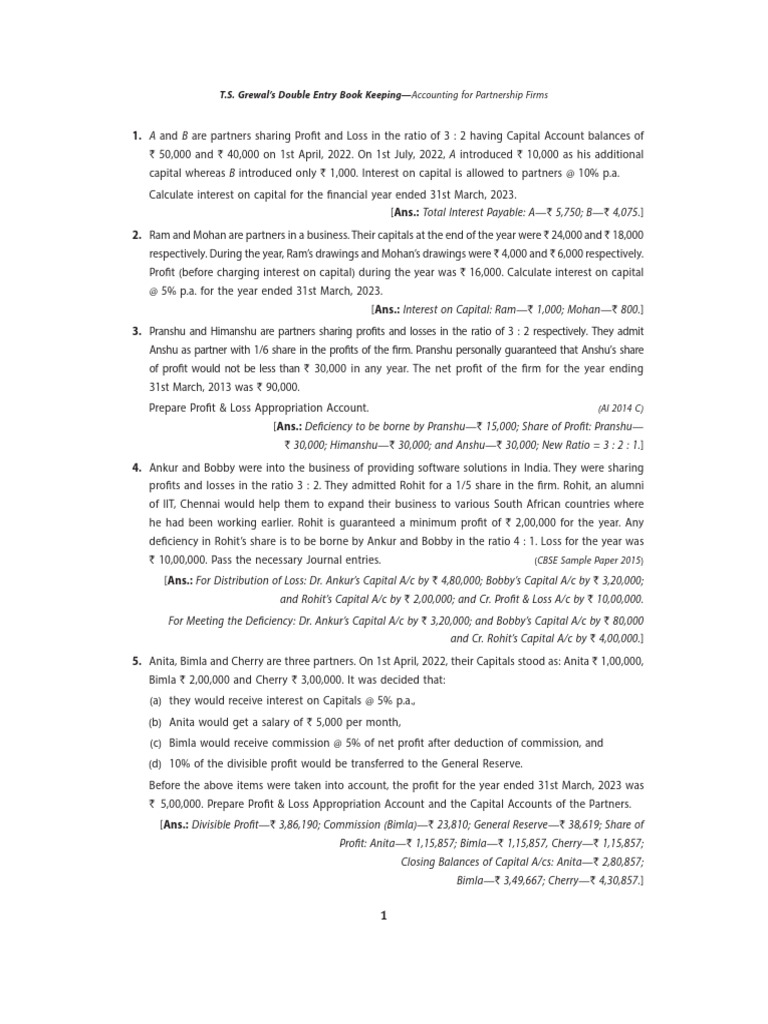 Chapter 1 2025 Additional Questions | PDF | Interest | Partnership