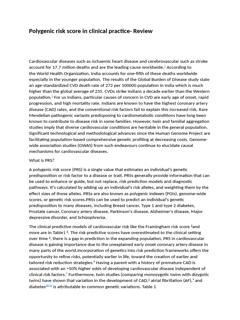 Polygenic Risk Score for Clinical Practise_xyz252273c6f8db78 | PDF ...