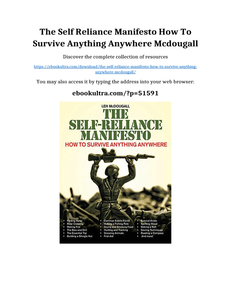 The Self Reliance Manifesto How To Survive Anything Anywhere Mcdougall ...
