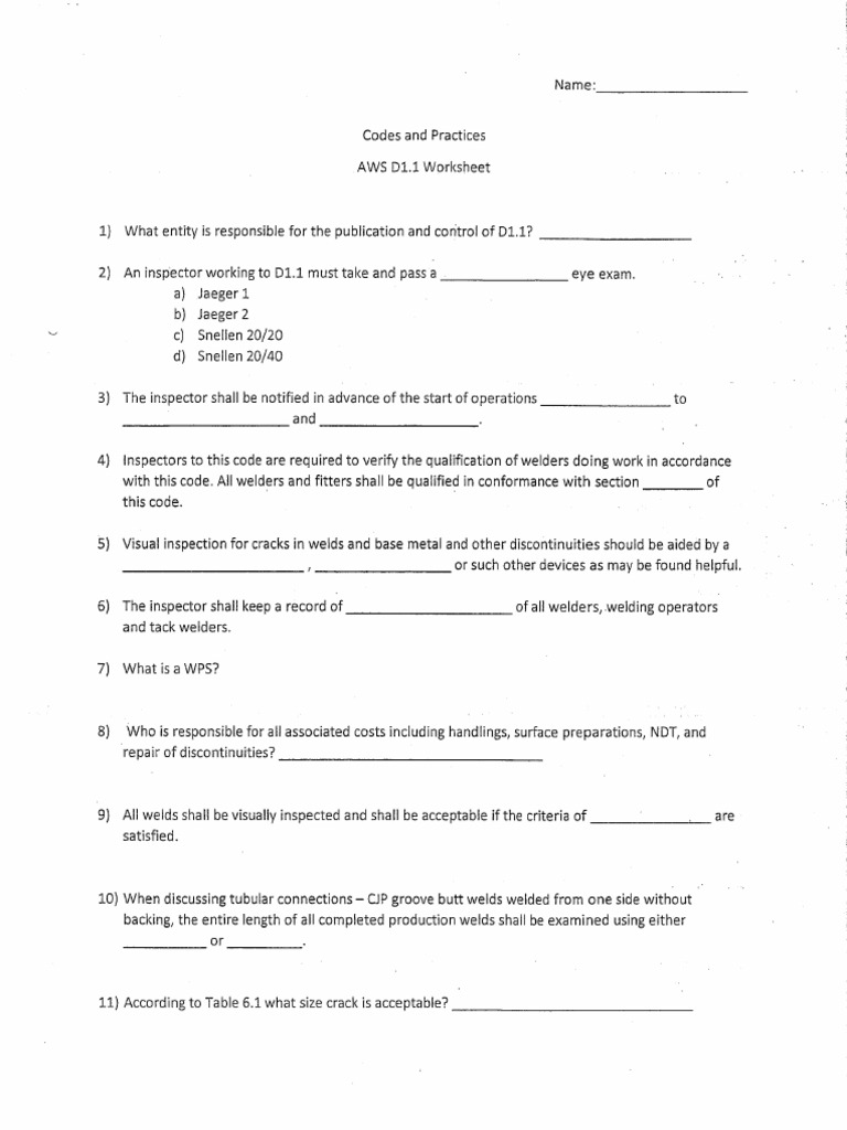 AWS D1.1 Worksheet | PDF