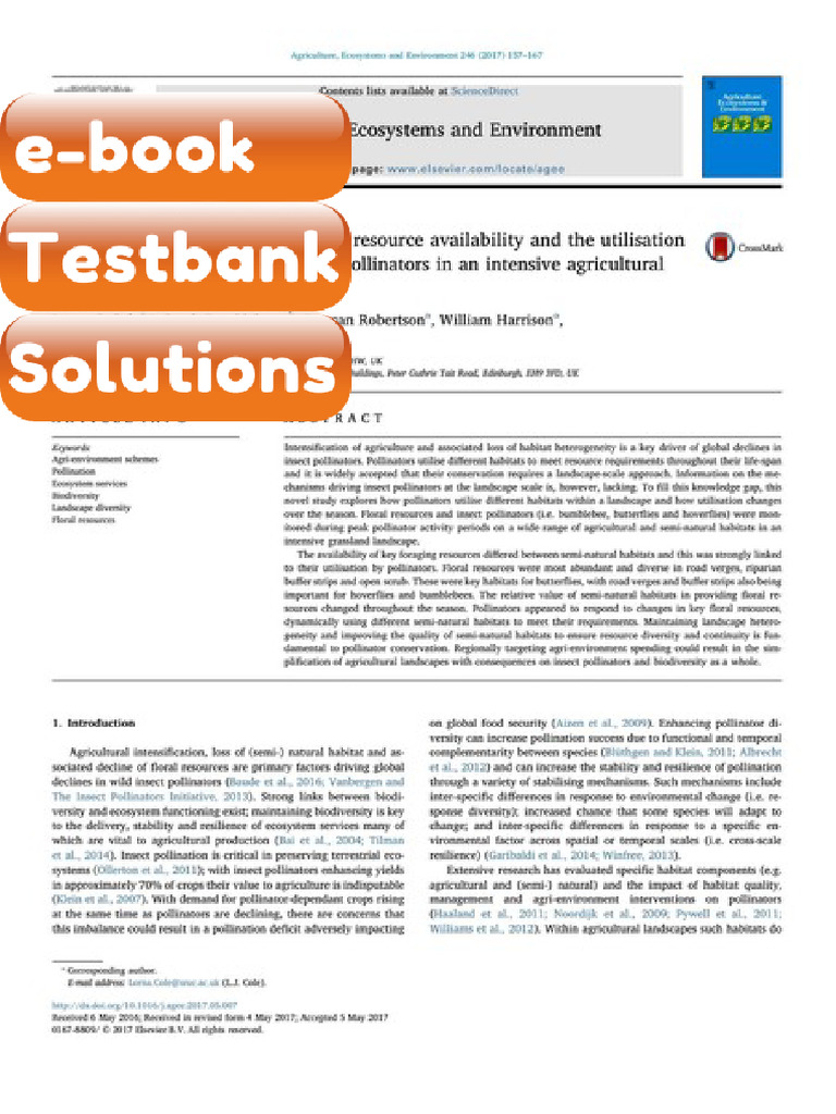 Testbank Exploring the Interactions Between Resource Availability and ...