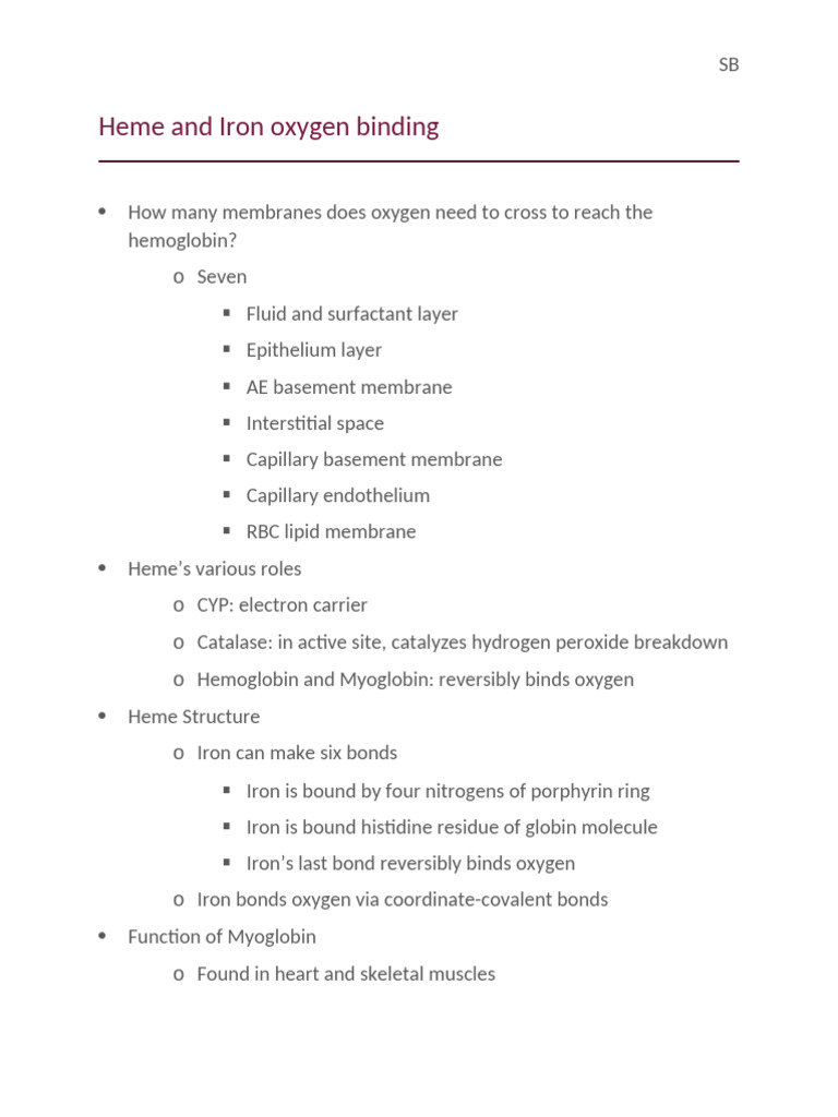 Heme and Iron Oxygen Binding, Hemoglobinopathies, Blood Groups | PDF ...