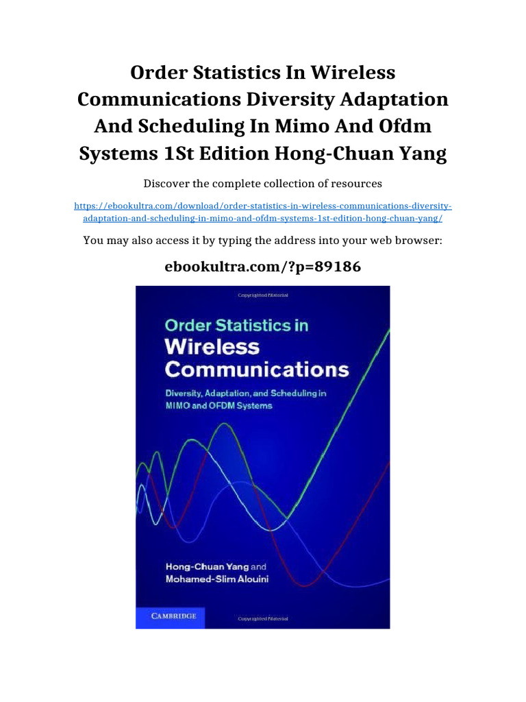 Order Statistics in Wireless Communications Diversity Adaptation and ...