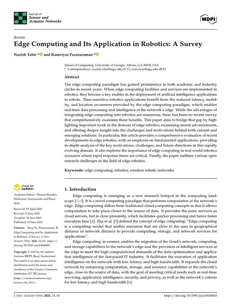 Edge Computing and Its Application in Robotics | PDF | Cloud Computing ...