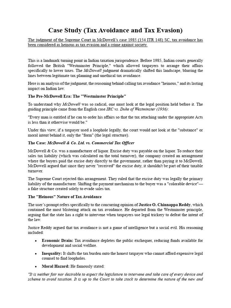 M1 - Case Study | PDF | Taxes | Tax Avoidance