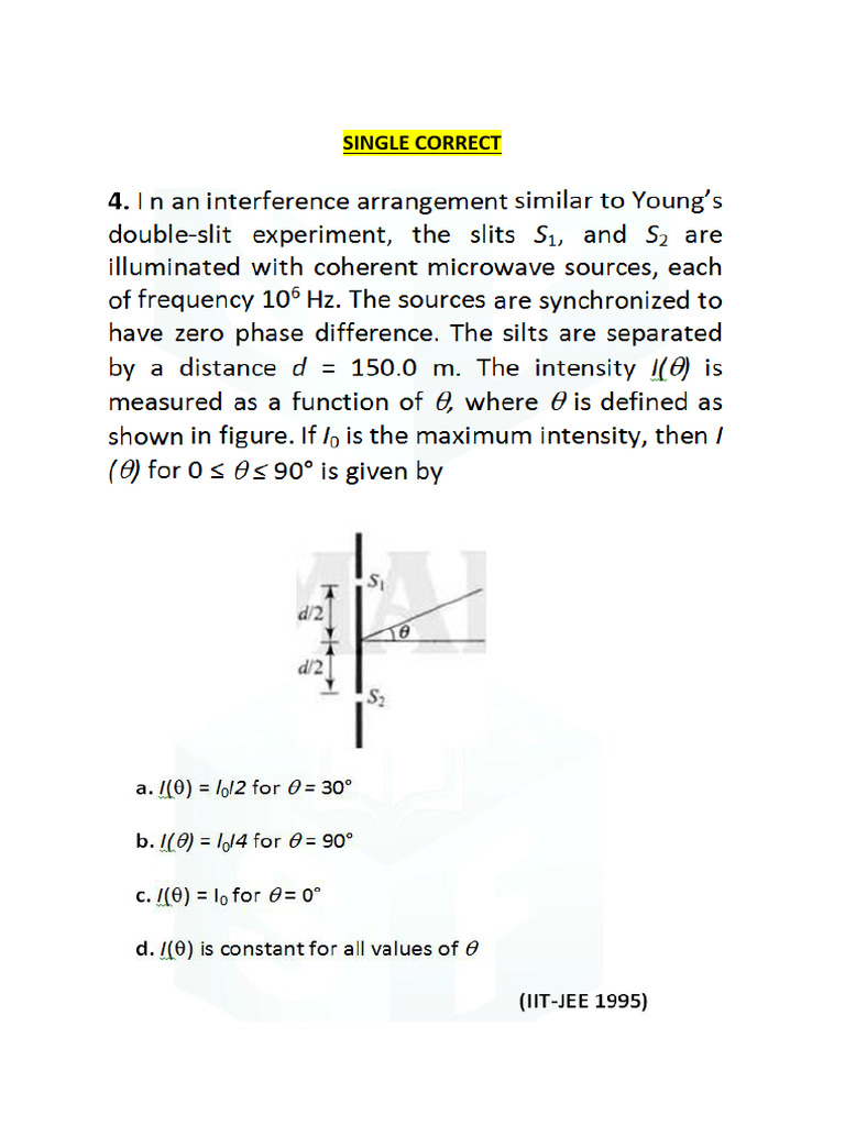 Wave Optics Pyq Jee Advance Test | PDF