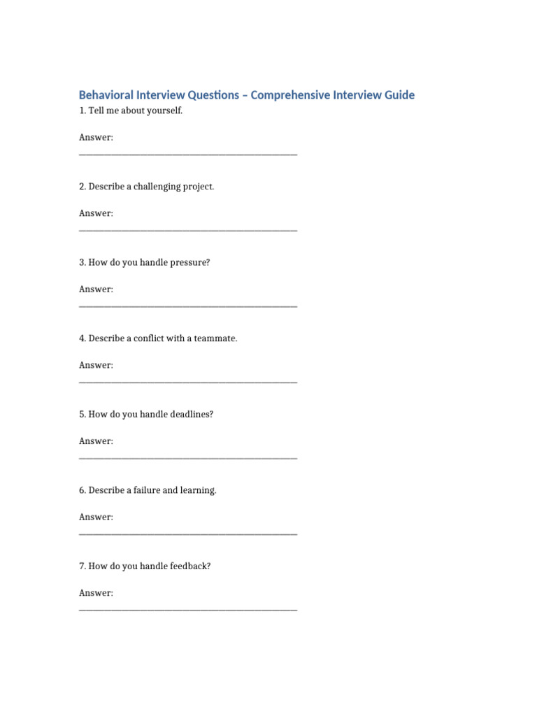 Behavioral Interview Questions Scribd Ready | PDF | Chess Theory