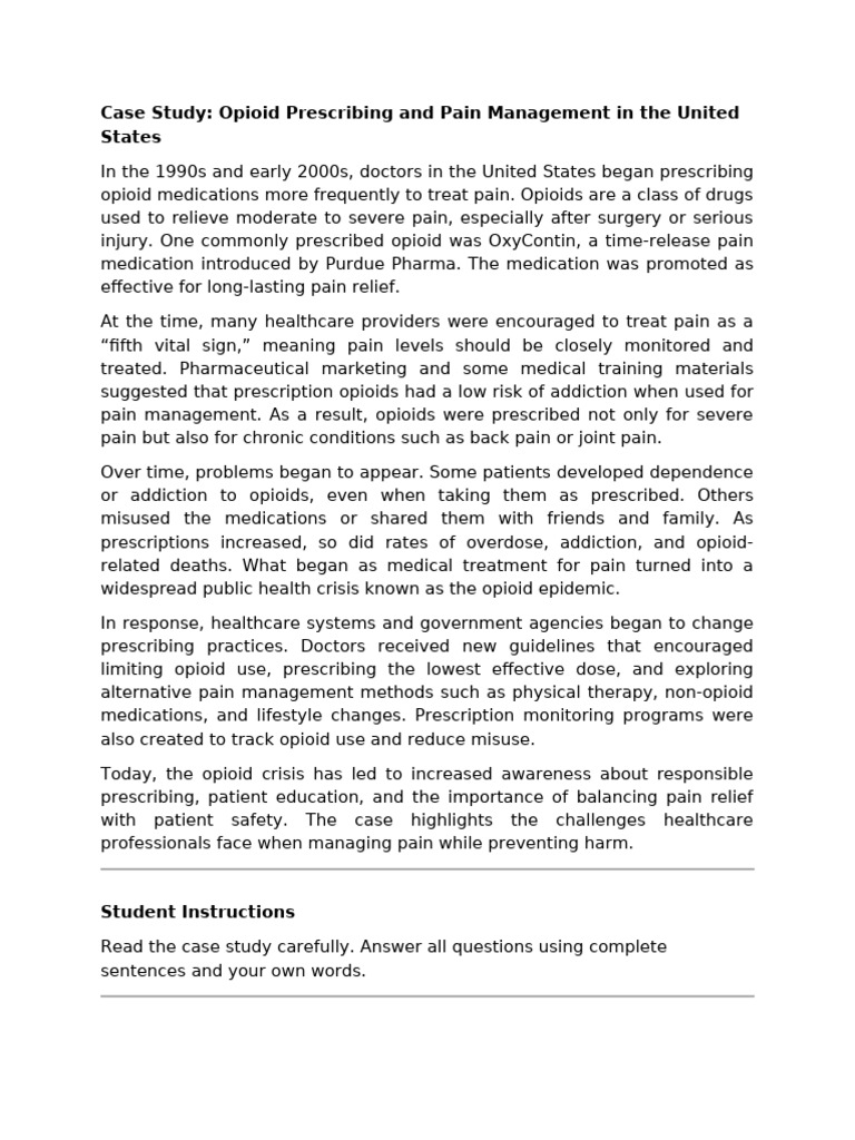 Case Study Opioid Prescribing | PDF | Opioid | Addiction