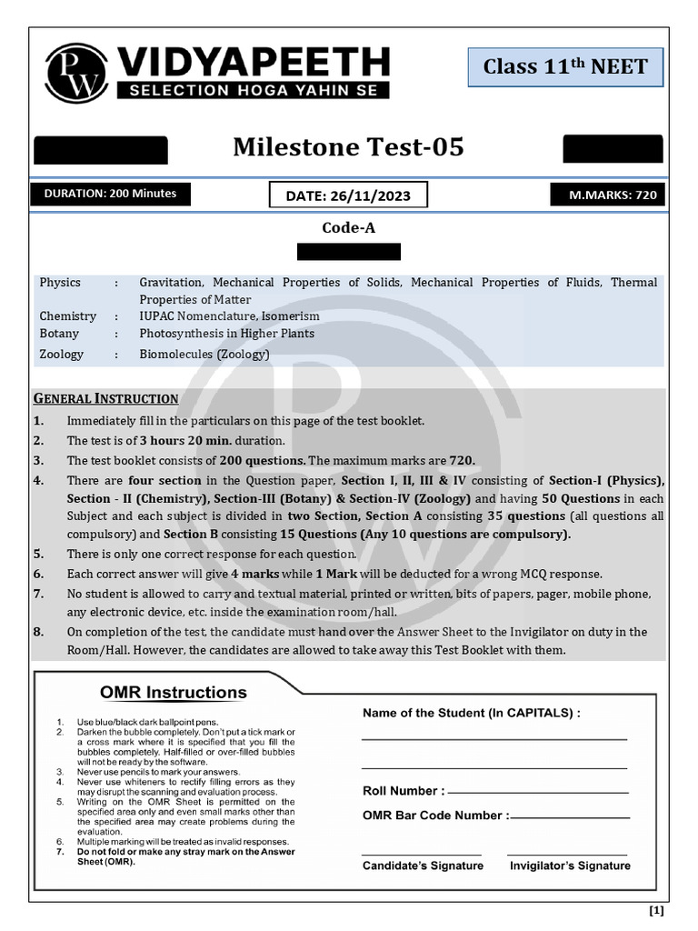 Milestone Test-05 - Test Paper | PDF | Isomer | Ductility