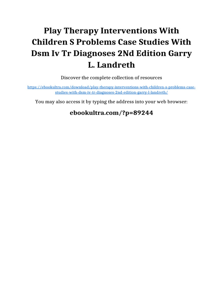 Play Therapy Interventions with Children s Problems Case Studies with ...