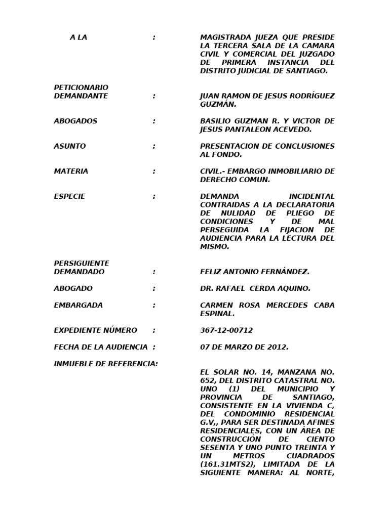 Conclusiones Al Fondo (Declaratoria de Nulidad de Pliego de Condiciones ...