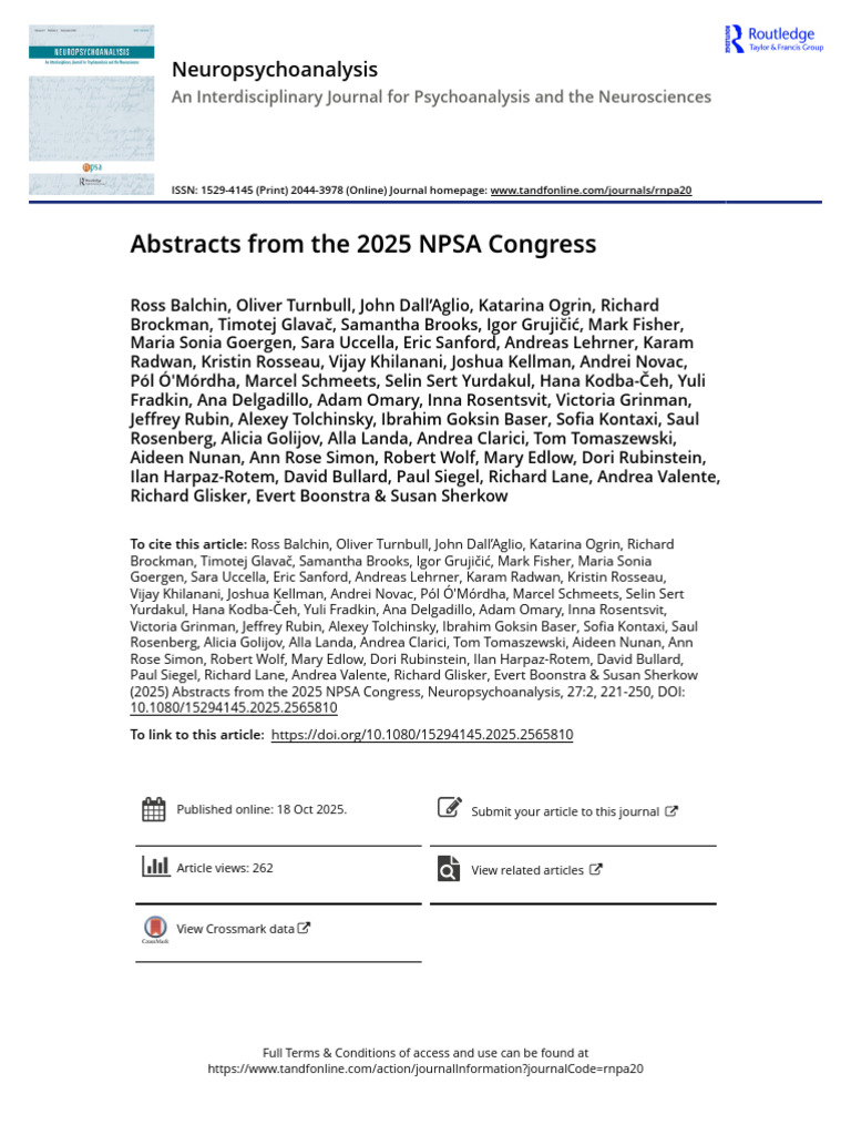 10-Abstracts From The 2025 NPSA Congress | PDF | Psychoanalysis ...