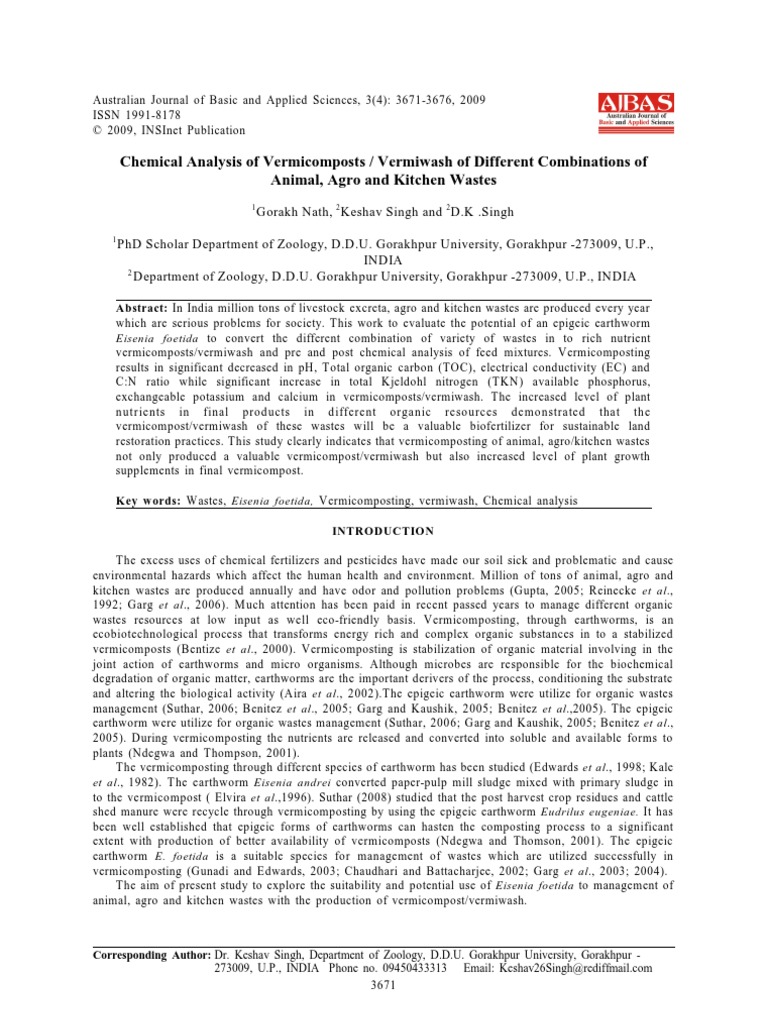 Analysis of Vermicompost | PDF | Organic Matter | Agriculture
