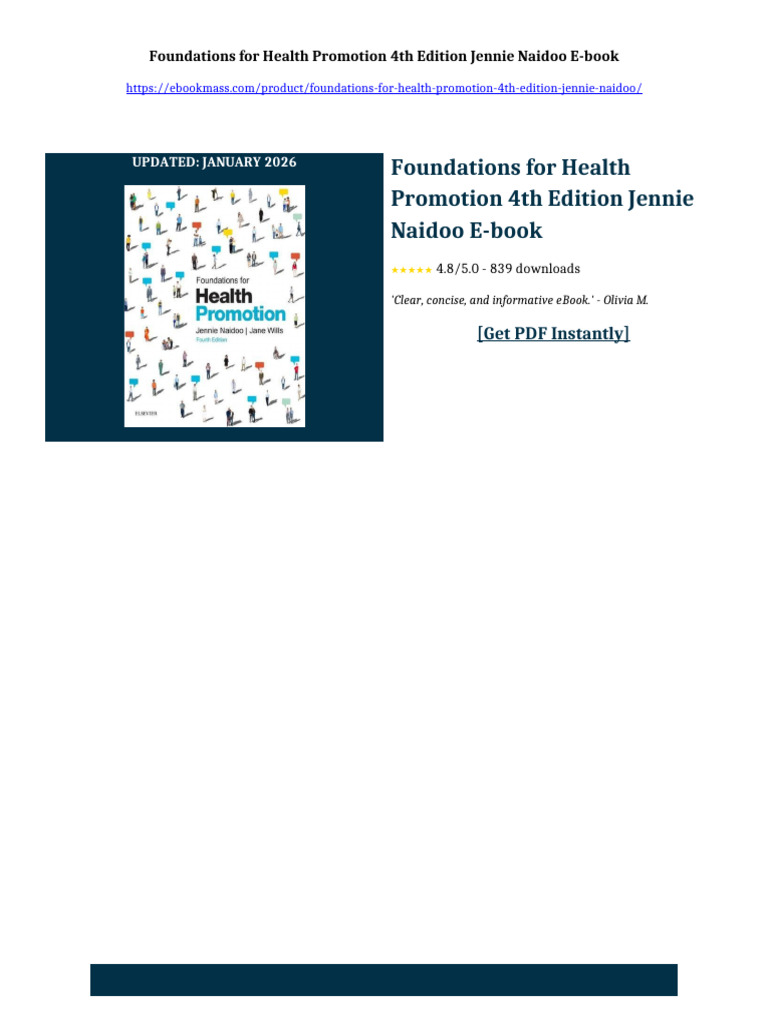 Foundations For Health Promotion 4th Edition Jennie Naidoo Ebook ...