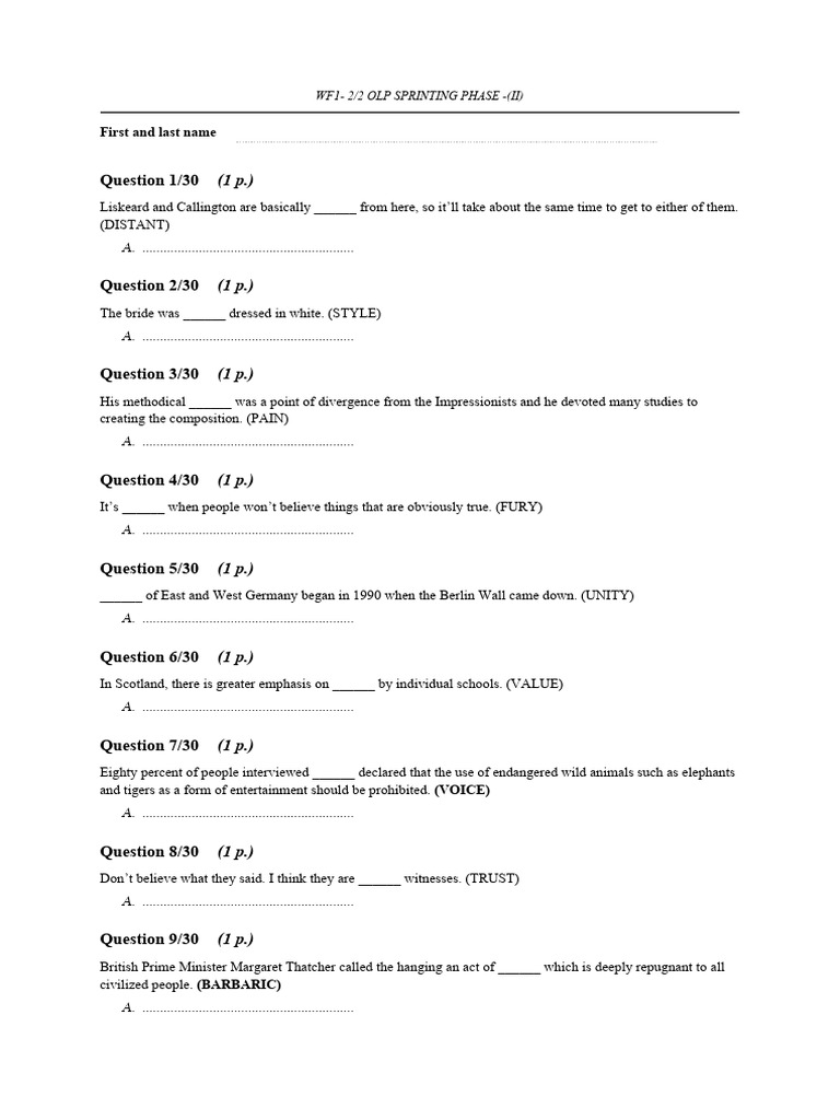 Wf1 - 2 - 2 Olp Sprinting Phase - (II) - Questions | PDF