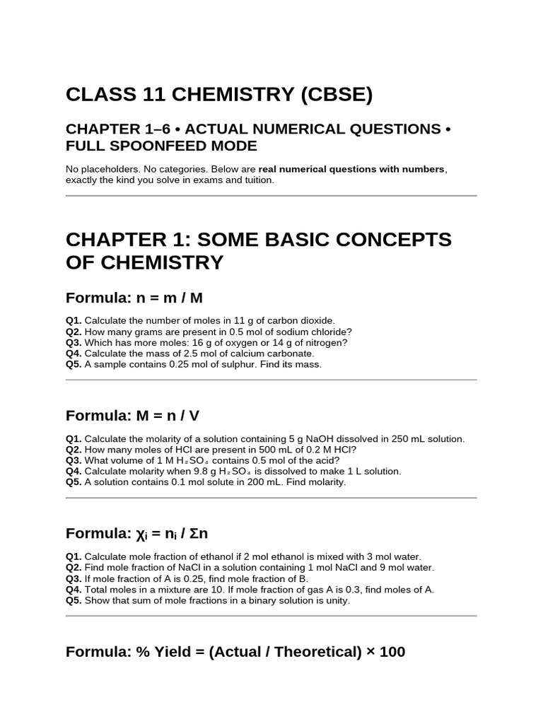 Class 11 Chemistry (Cbse) | PDF | Gases | Electron