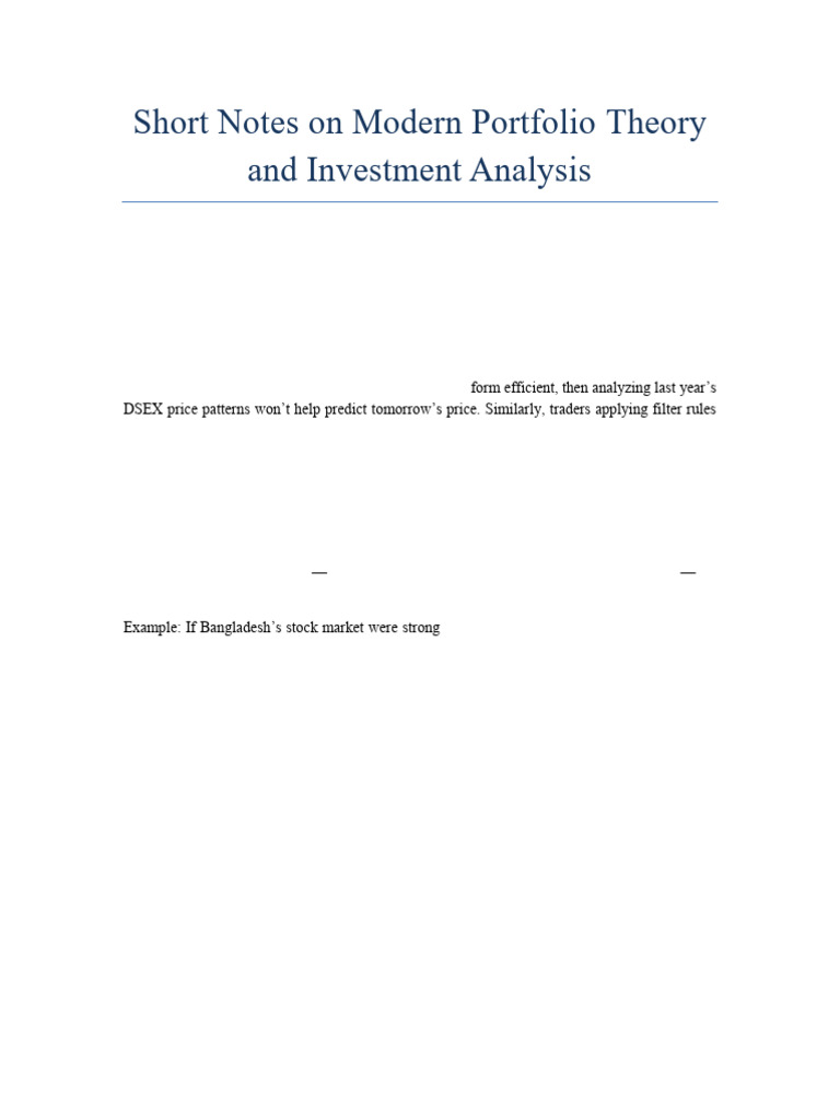 Modern Portfolio Short Notes 1 To 100 | PDF | Financial Risk | Risk ...