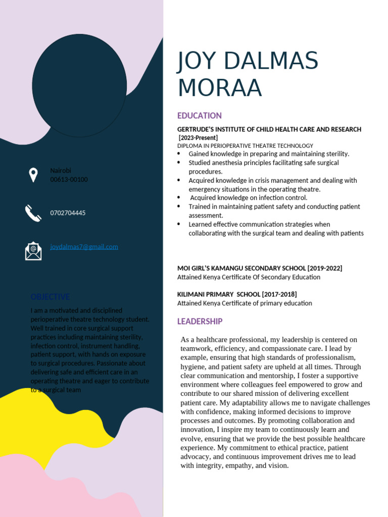 Joy Dalmas RESUME | PDF | Operating Theater | Patient Safety