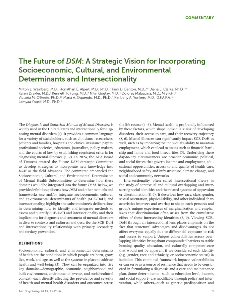 Wainberg Et Al 2026 The Future of DSM A Strategic Vision For ...