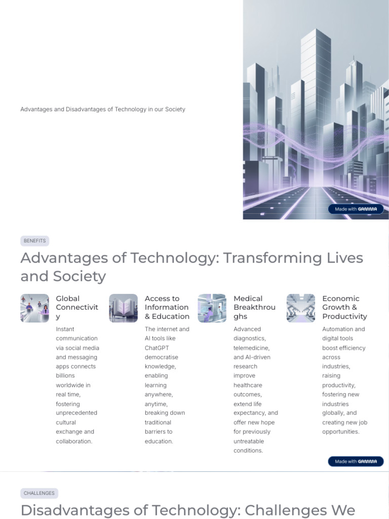 Advantages and Disadvantages of Technology in Our Society | PDF ...