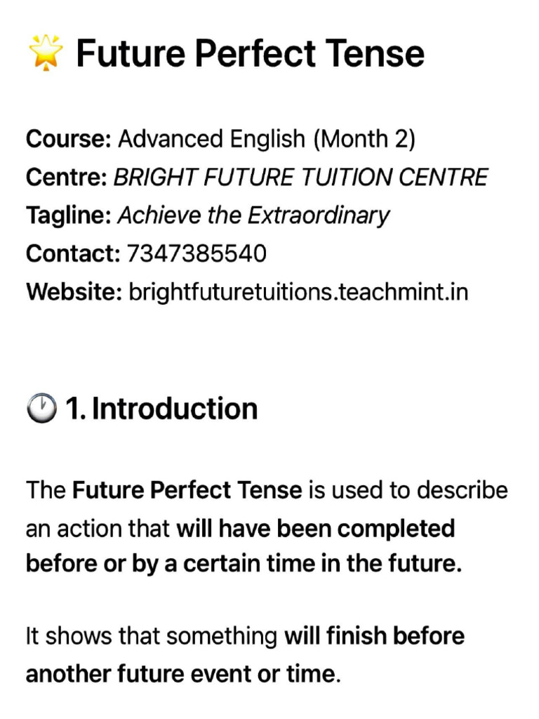 AD EC 16 Future Perfect Tense | PDF