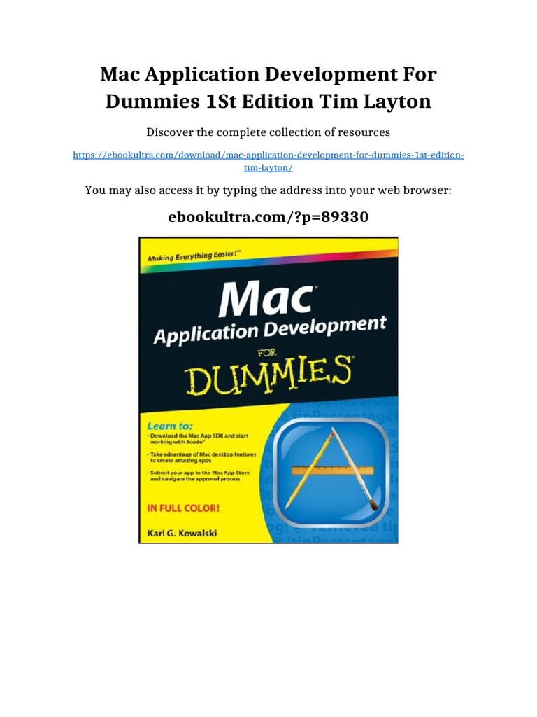 Mac Application Development for Dummies 1st Edition Tim Layton digital ...