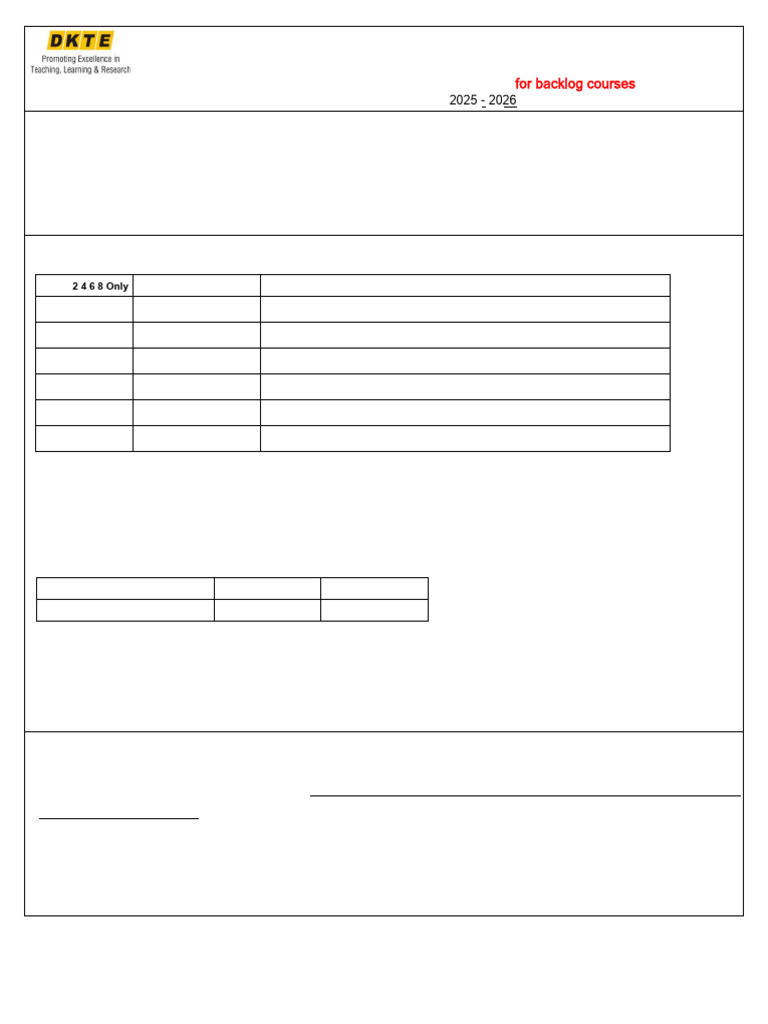 Blank Exam Form_CIE Improvement_Even Term | PDF