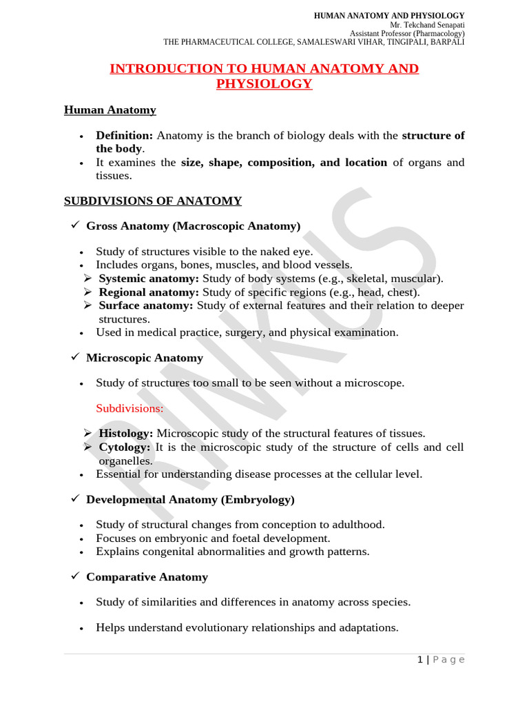Introduction To Human Anatomy and Physiology | PDF | Human Body ...