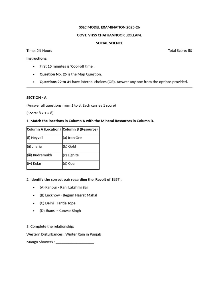 SSLC Model Examination 2025 | PDF | Atmosphere Of Earth | Meteorology
