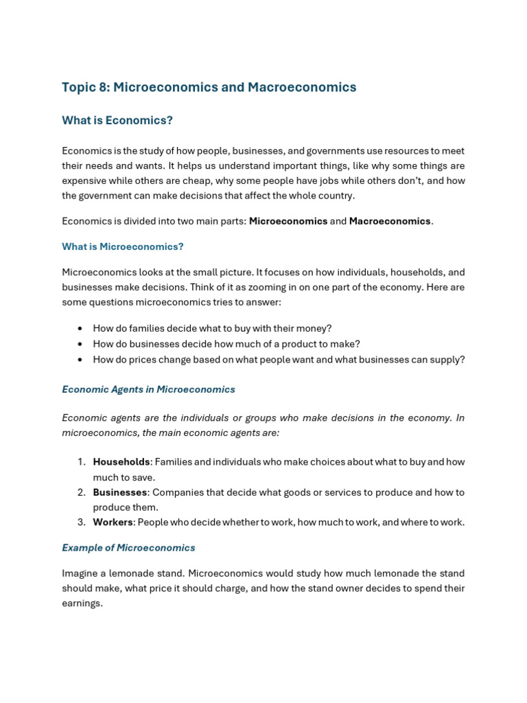 Topic 8 Understanding Microeconomics and Macroeconomics | PDF ...