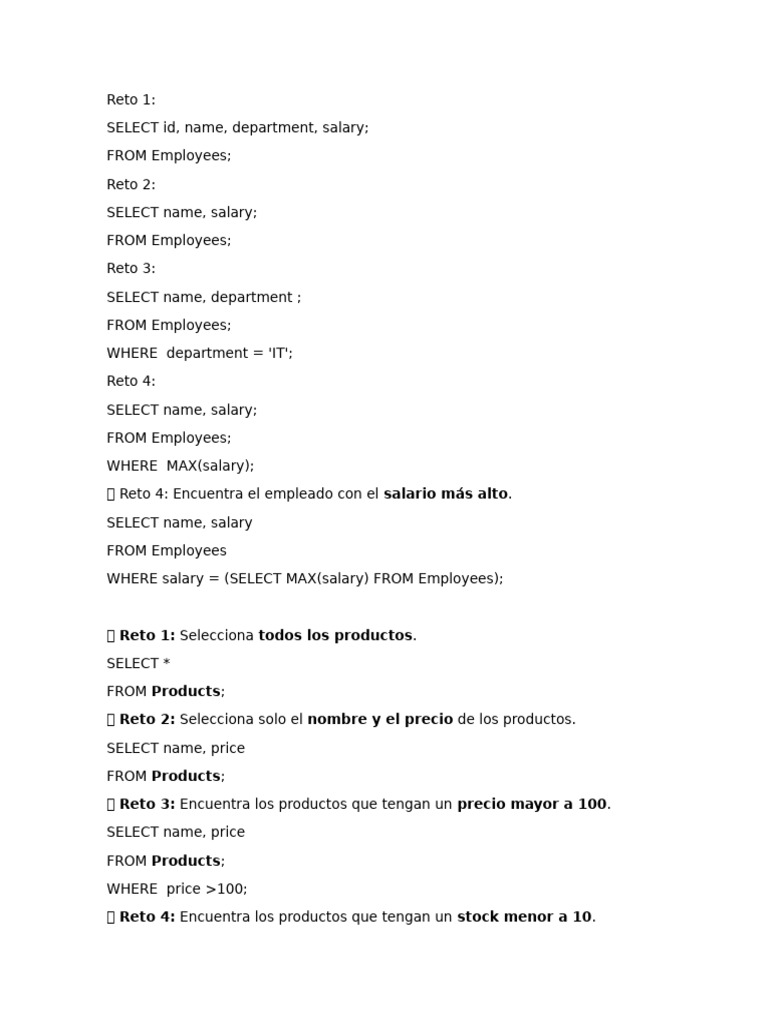 Practica SQL | PDF | Bases de datos | SQL