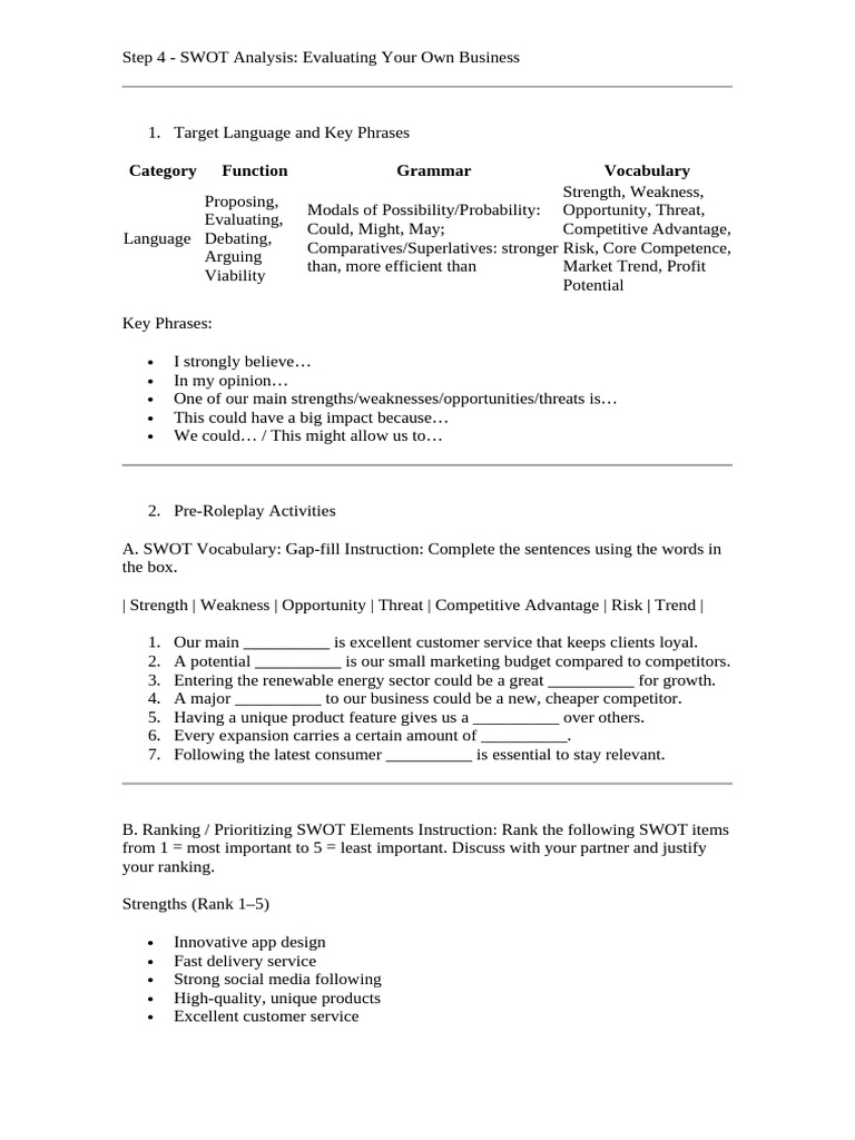 Swot Lesson Plan | PDF | Swot Analysis | Market (Economics)