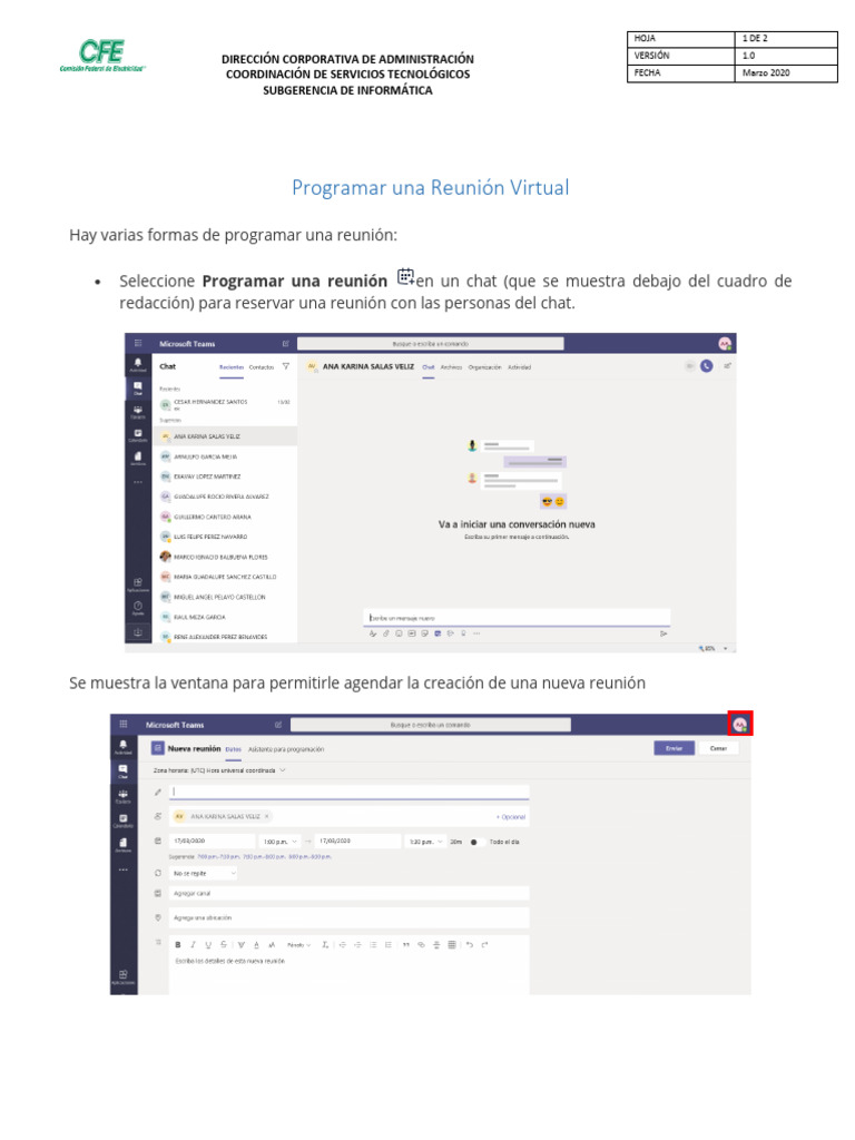 Programar Una Reunión Virtual | PDF