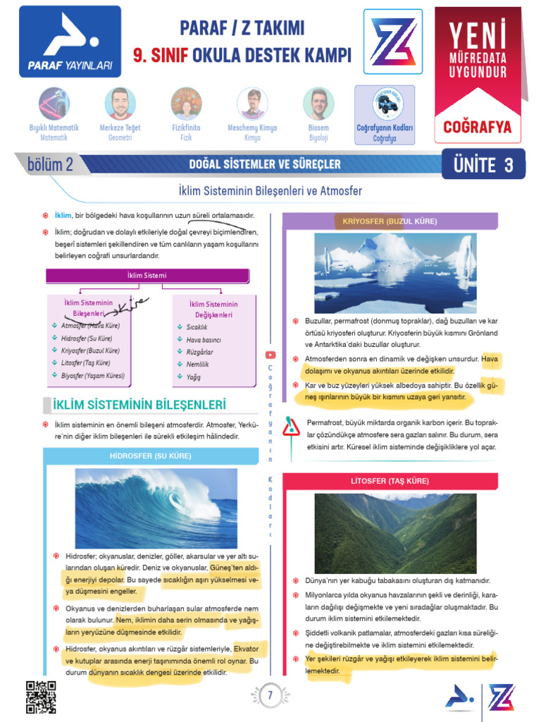 Iklim Sisteminin Bilesenleri Atmosfer Atmosfer Katmanlari 9 Sinif ...