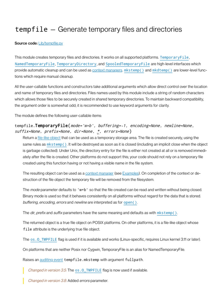 Tempfile - Generate Temporary Files and Directories - Python 3.14.3 ...