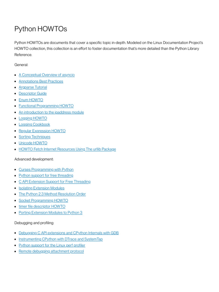 Python HOWTOs - Python 3.14.3 Documentation | PDF